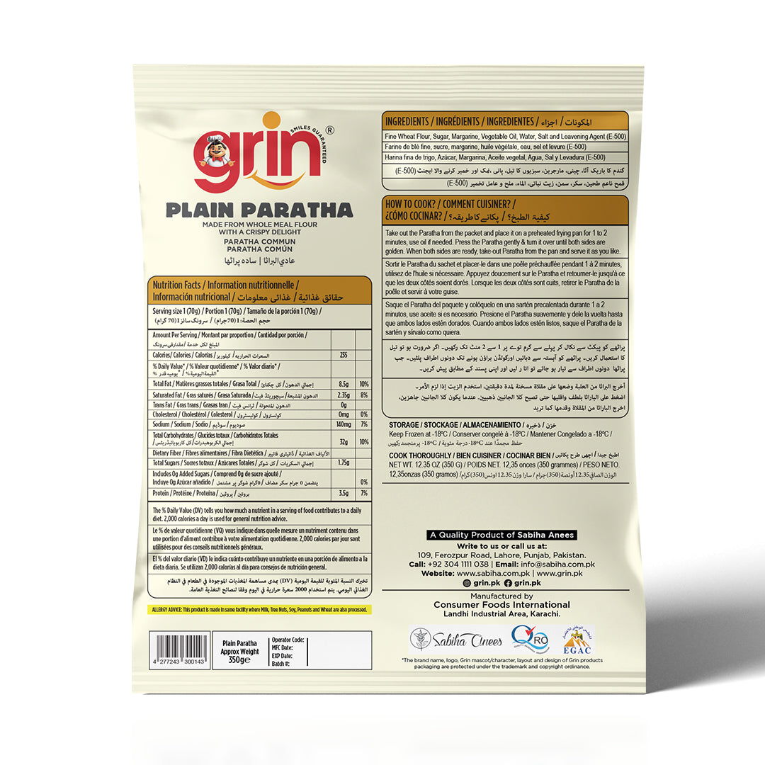 Plain Paratha 5pcs | Frozen Flaky Paratha Online – Sabiha Anees